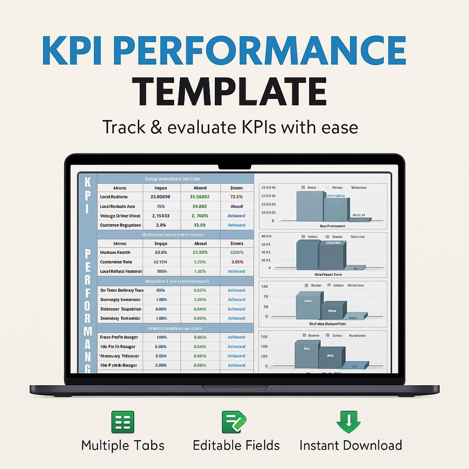 KPI Performance Template Excel & Google Sheets | Business Metrics ...