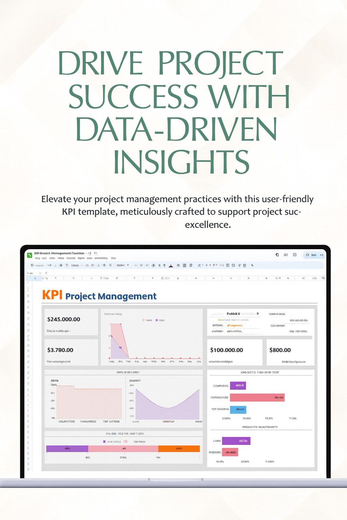 KPI Project Management Dashboard Excel & Google Sheets | Task Tracker ...