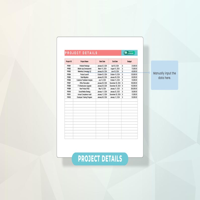 Multiple Project Management Dashboard Template – Excel & Google Sheets ...