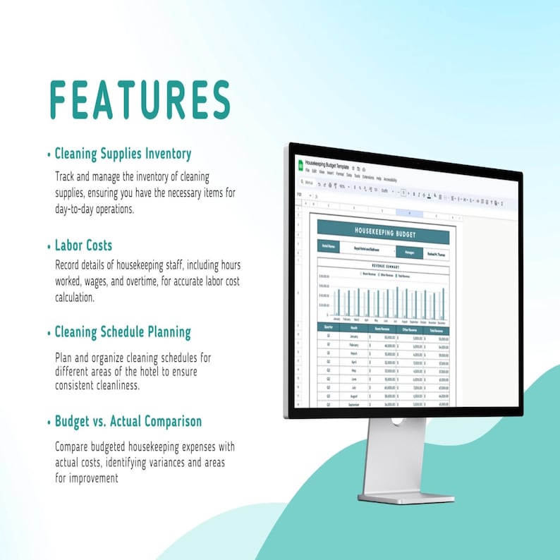 Housekeeping Budget Template Excel & Google Sheets | Hotel Cleaning ...