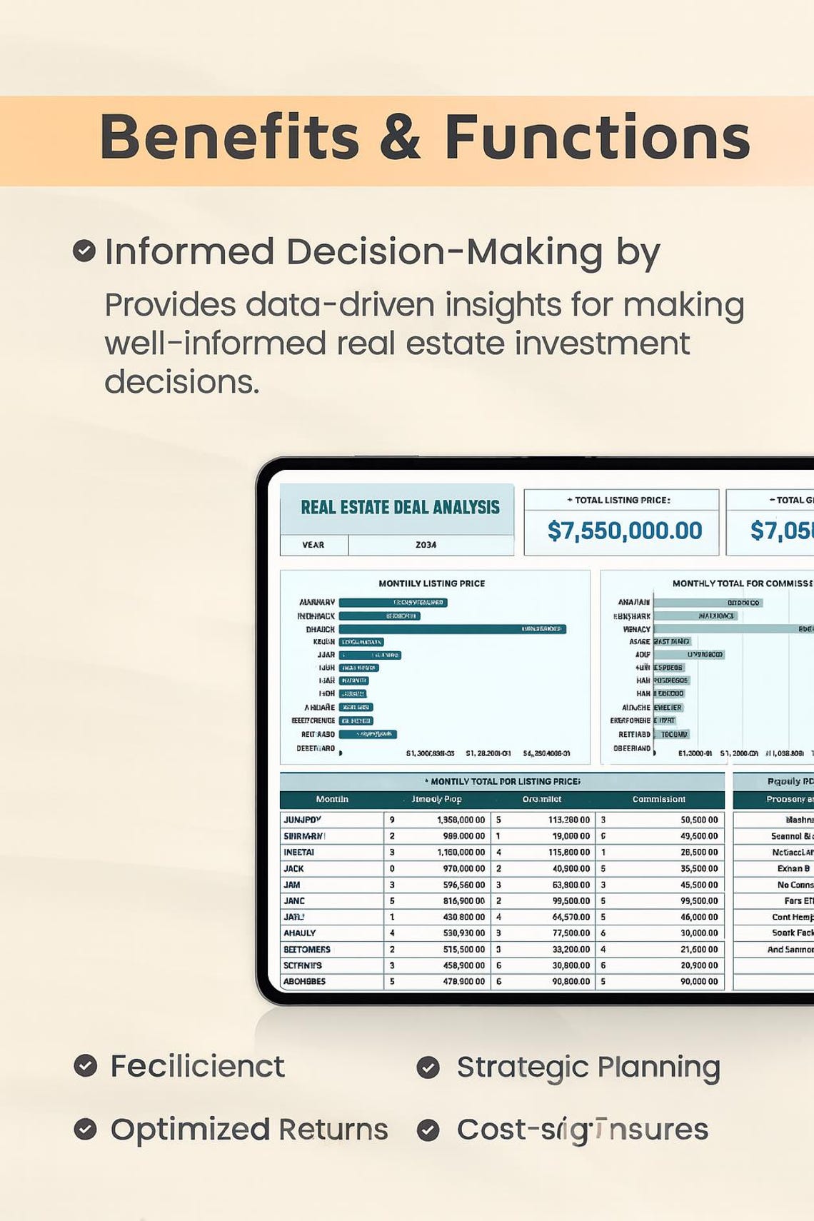 Real Estate Deal Analysis Template Excel & Google Sheets | Property ...