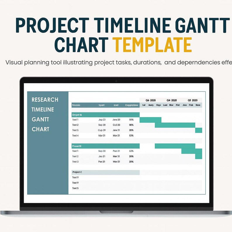 Project Timeline Gantt Chart Template Excel & Google Sheets • Editable ...
