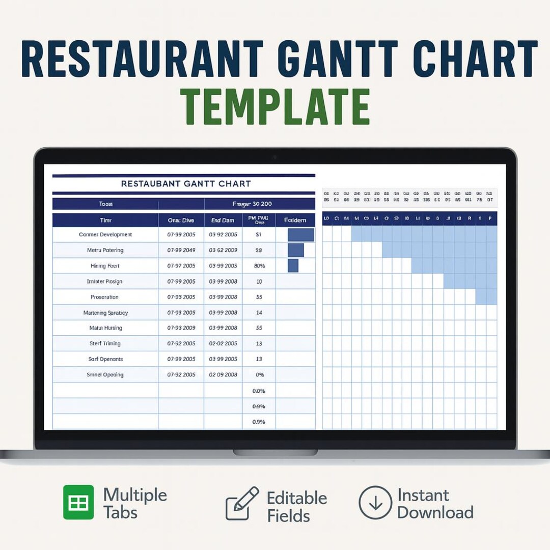 Restaurant Gantt Chart Template Excel & Google Sheets • Editable ...