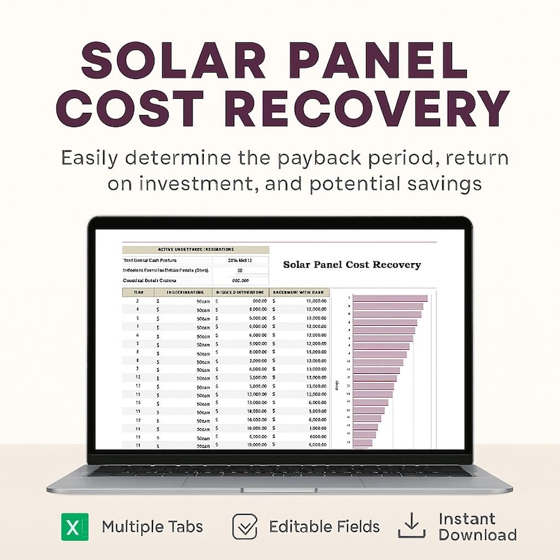 Solar Panel Cost Recovery Template Excel & Sheets | ROI Calculator ...
