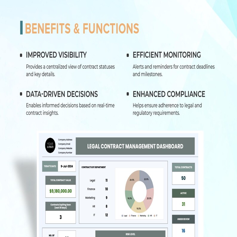 Legal Contract Management Dashboard Template Excel Google Sheets ...