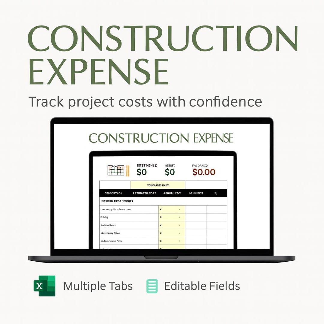 Construction Expense Tracking Template Excel Google Sheets Cost Log ...