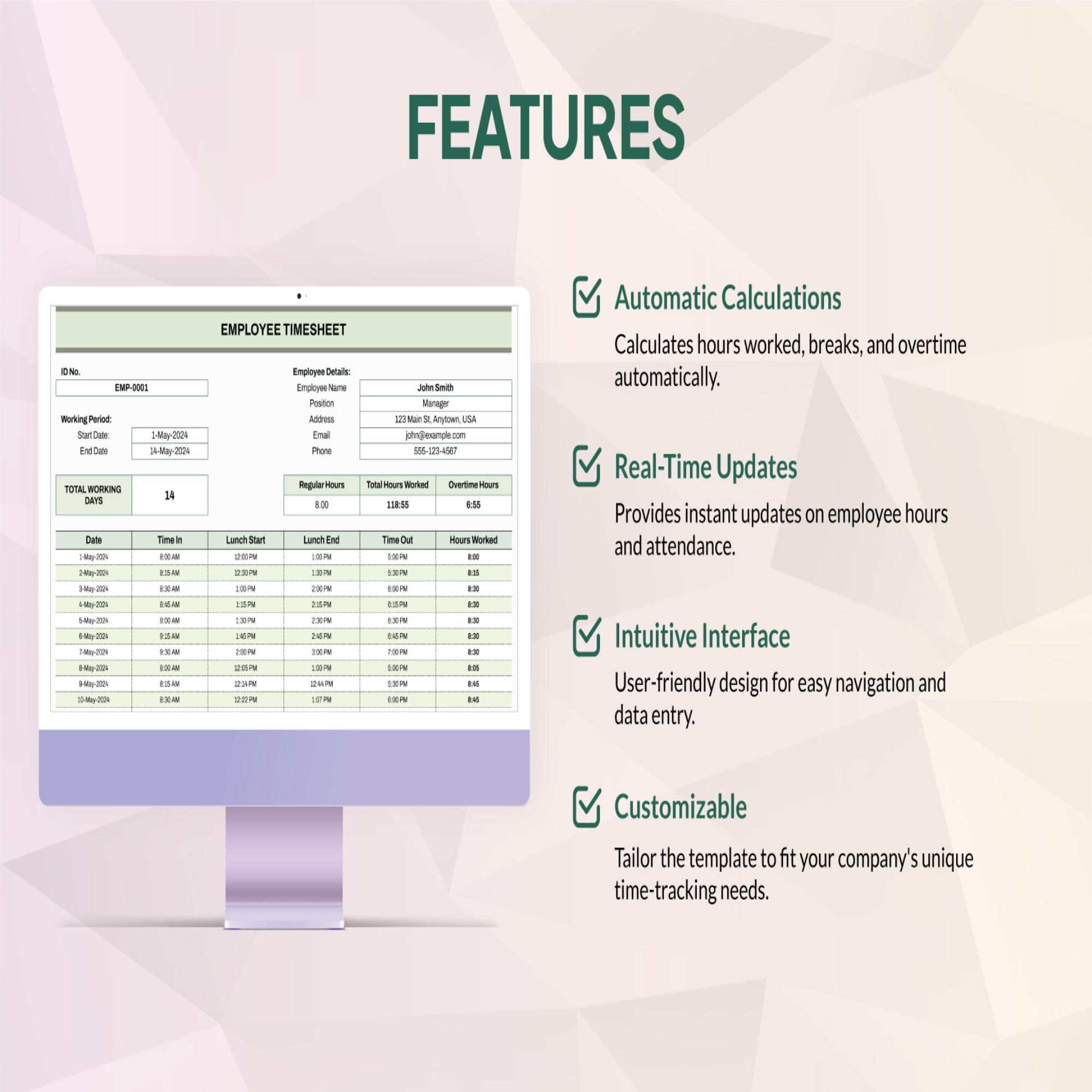 Finance Employee Timesheet Tracker Excel – Timesheet Management ...