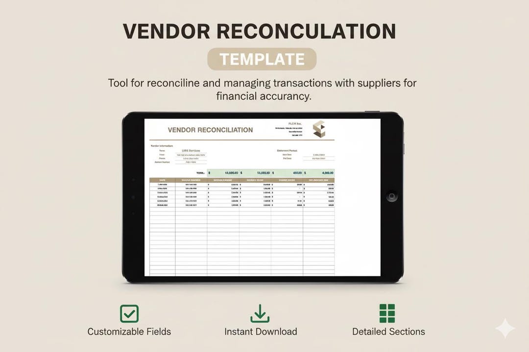 Vendor Reconciliation Template Excel Google Sheets | Supplier Statement ...