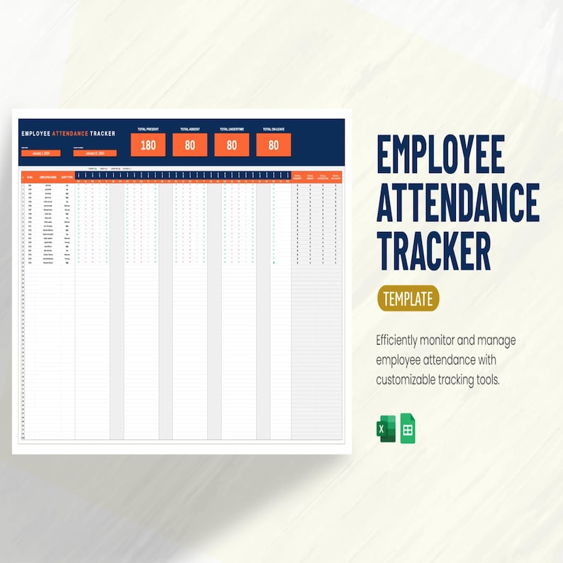 Employee Attendance Tracker Template Excel & Google Sheets • Attendance ...