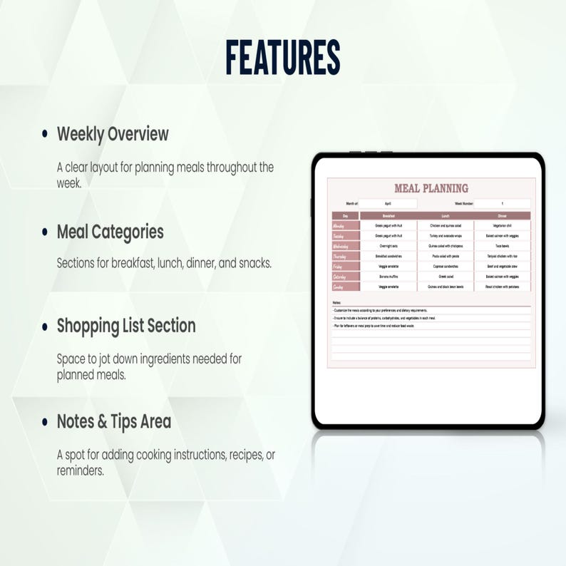 Meal Planning Template Excel & Google Sheets | Weekly Meal Planner ...
