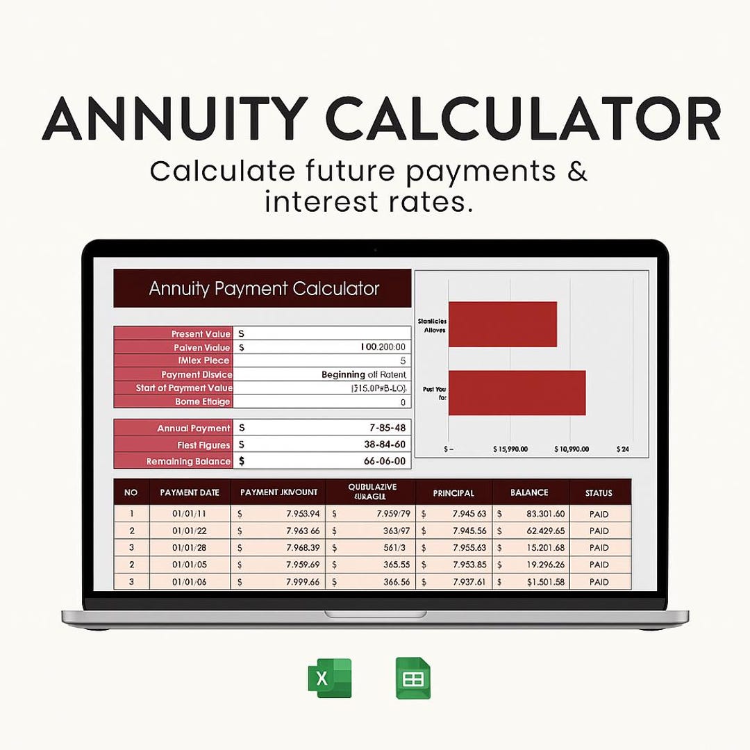 Annuity Calculator Spreadsheet – Excel & Google Sheets Template for ...