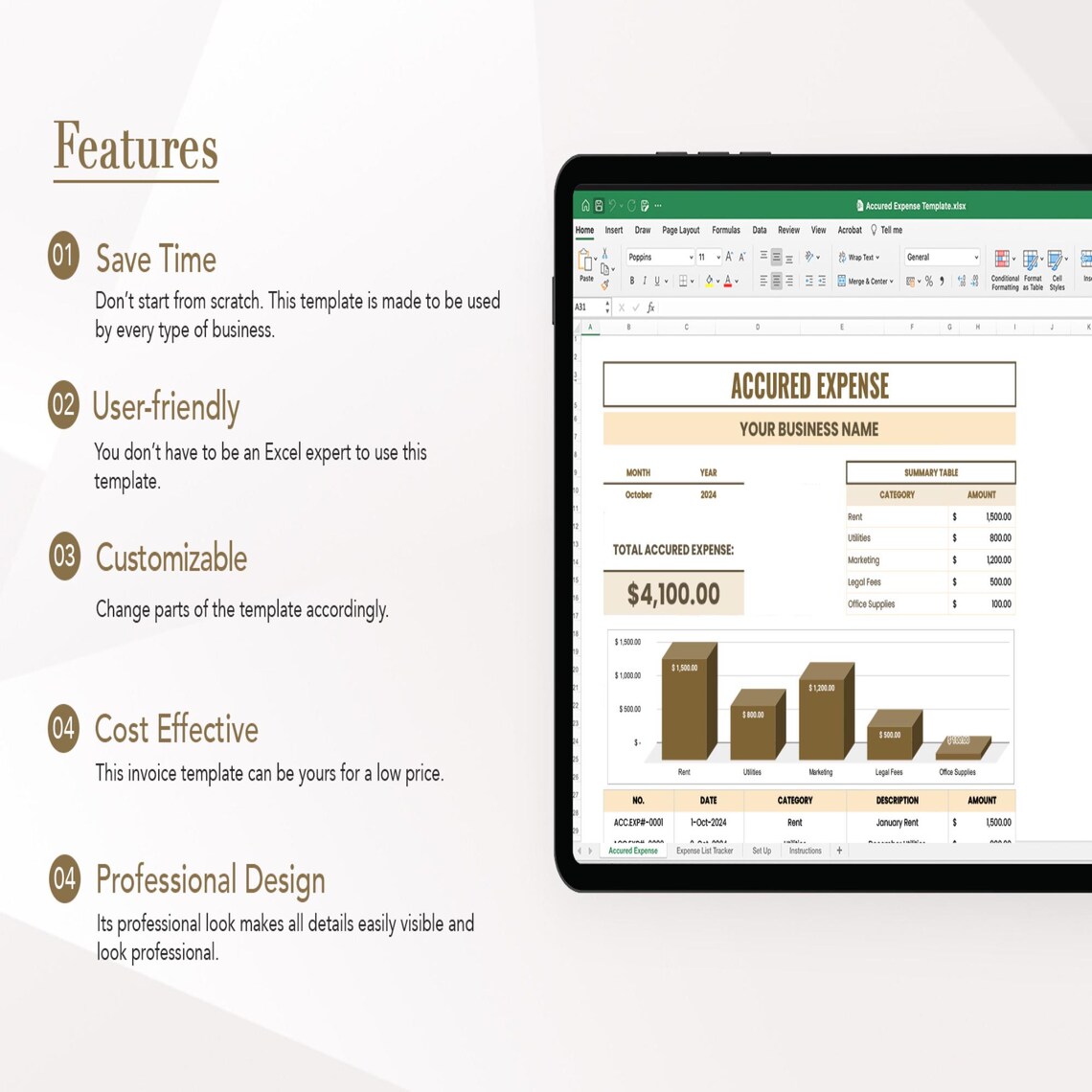 Accrued Expense Tracker Excel Google Sheets Template – Business Accrual ...
