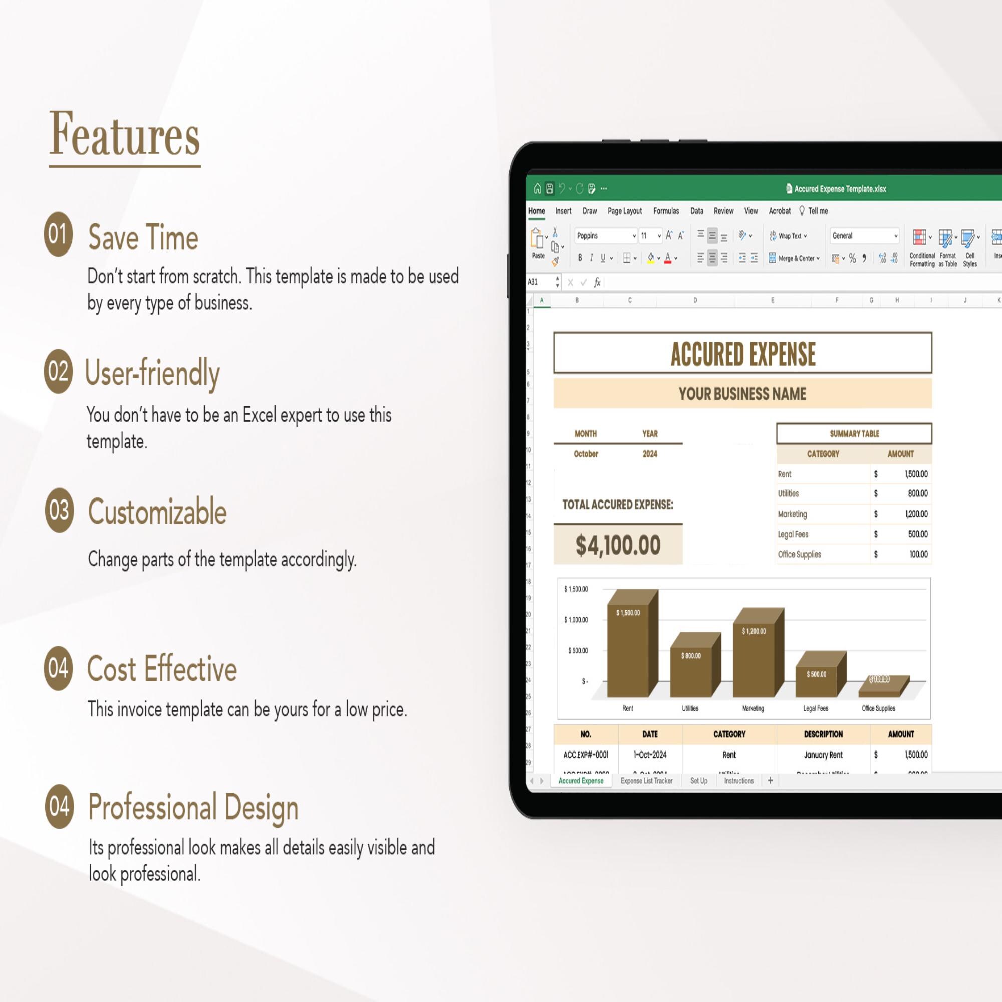 Accrued Expense Tracker Excel Google Sheets Template – Business Accrual ...