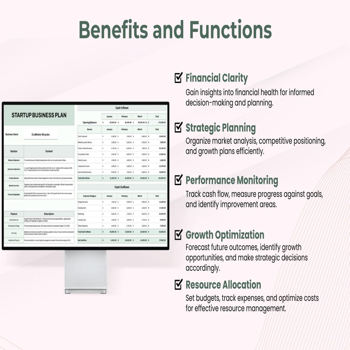 Startup Business Plan Template Excel & Google Sheets | Financial ...