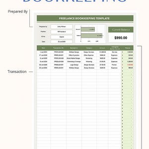 Freelance Bookkeeping Template for Excel & Google Sheets | Income ...