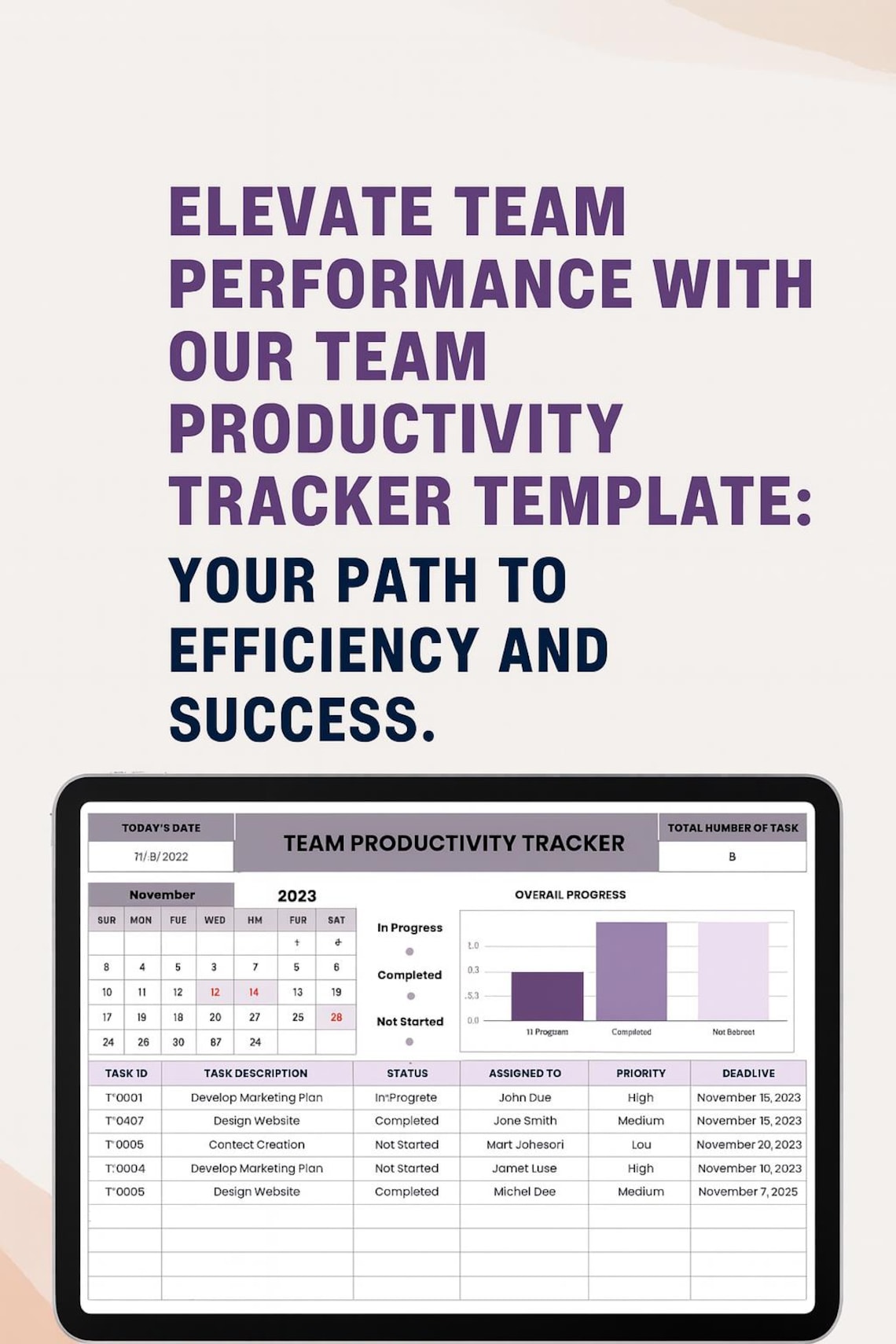 Team Productivity Tracker Template | Employee Task Monitoring Sheet ...