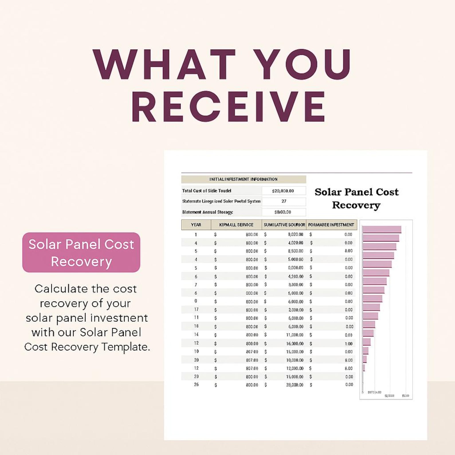 Solar Panel Cost Recovery Template Excel & Sheets | ROI Calculator ...