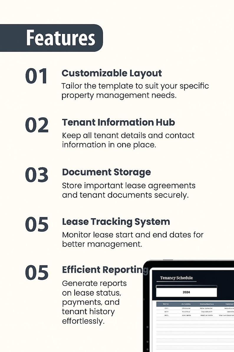 Tenancy Schedule Excel Template – Rental Tracker, Lease Calendar ...