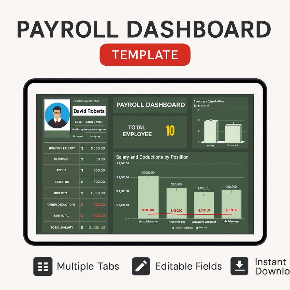 Payroll Dashboard Template Excel Google Sheets – Payroll Tracker ...