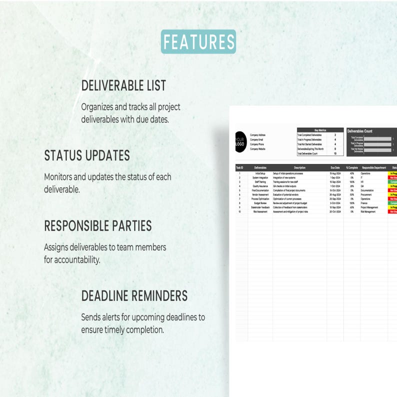Operations Project Deliverables Tracker Template • Excel & Google ...