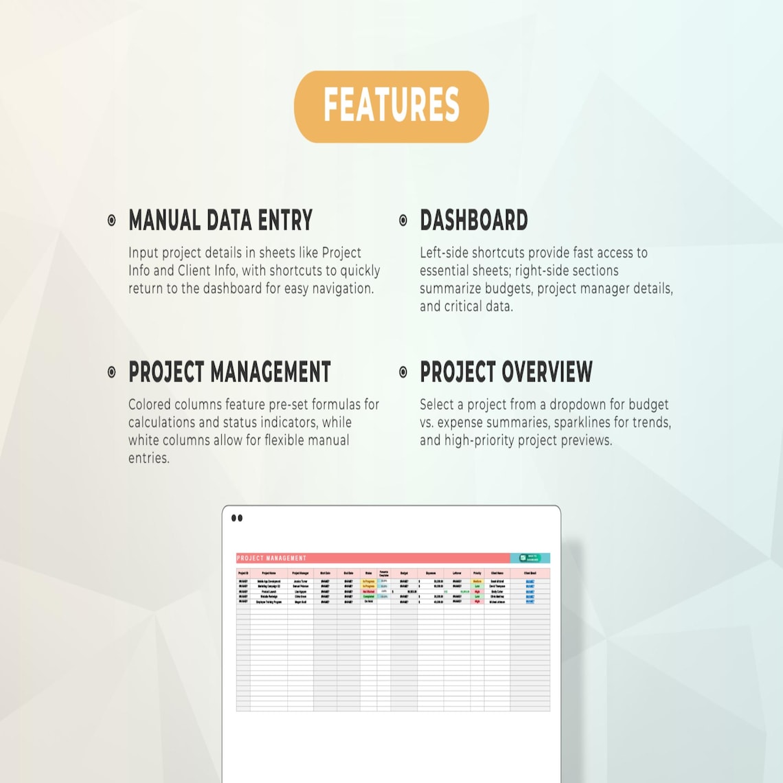 Multiple Project Management Dashboard Template – Excel & Google Sheets ...