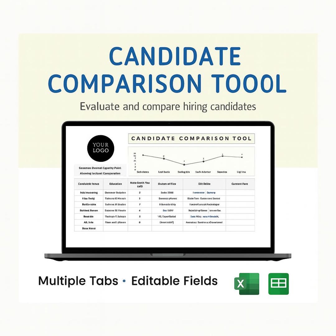 Candidate Comparison Tool Template Excel Google Sheets | HR Hiring ...