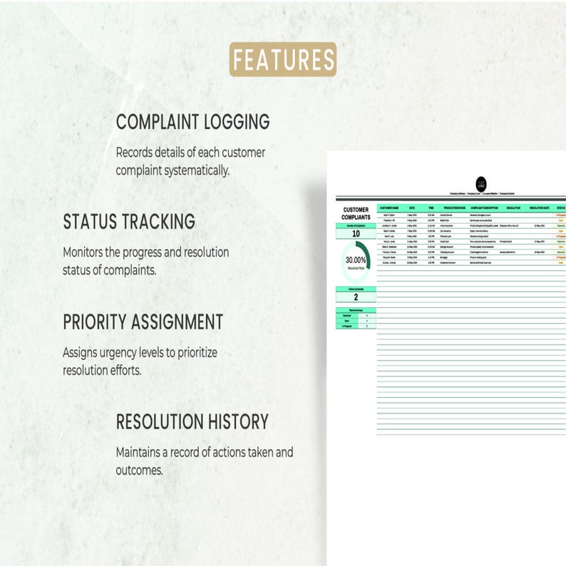Operations Customer Complaint Tracking Template • Excel & Google Sheets ...