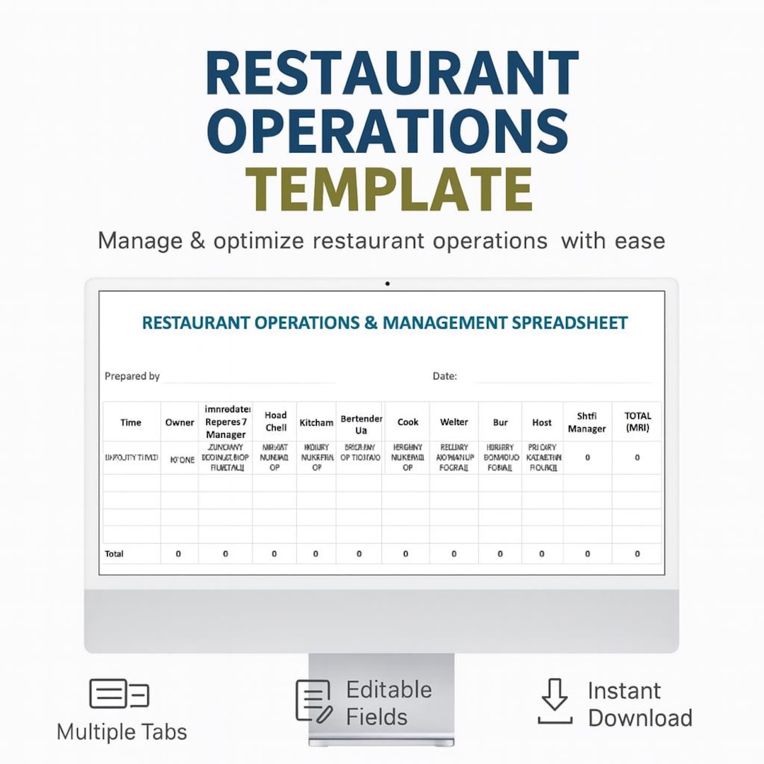 Restaurant Operations Management Template Excel & Google Sheets | Staff ...