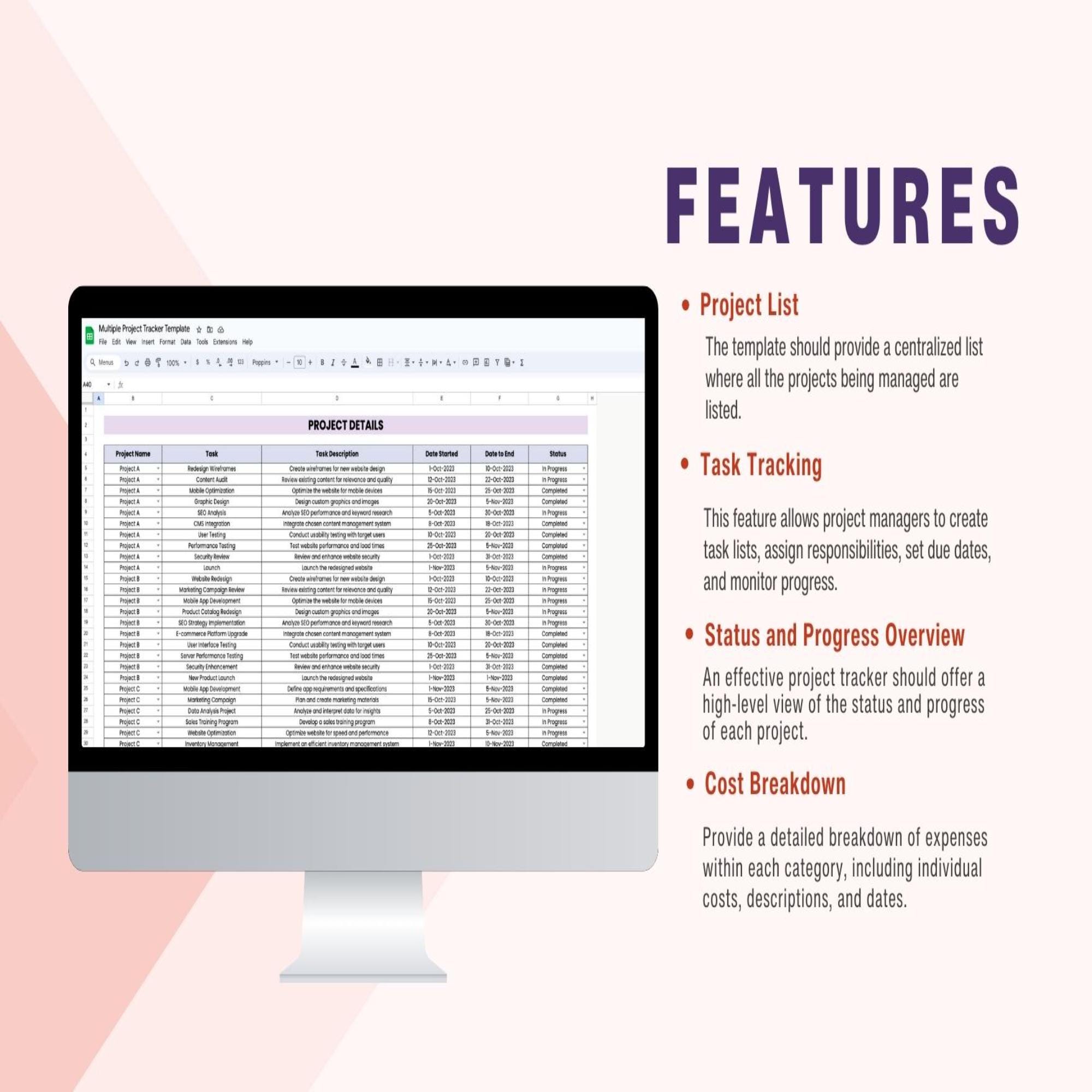 Multiple Project Tracker Template Excel & Google Sheets • Project ...