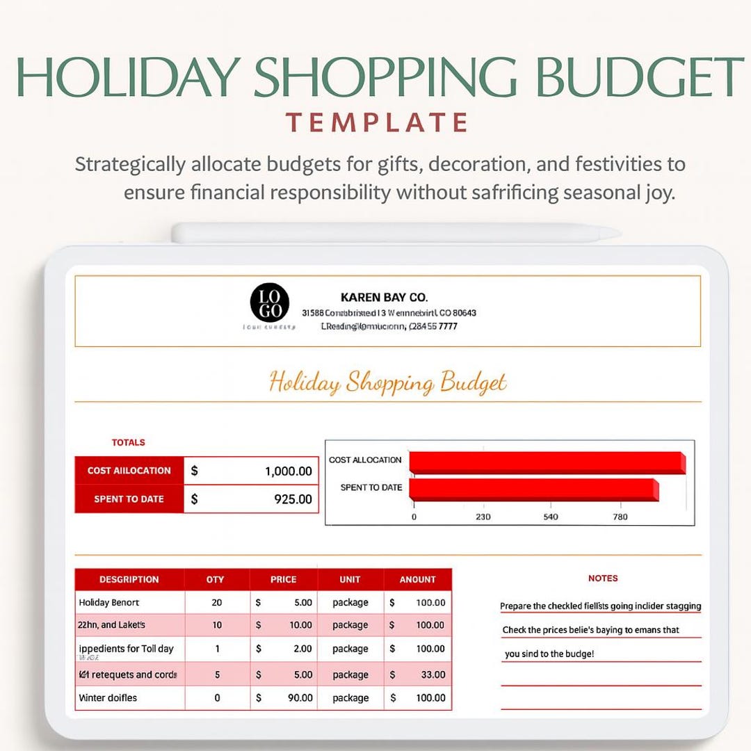 Holiday Shopping Budget Template Excel & Google Sheets • Gift Planner ...