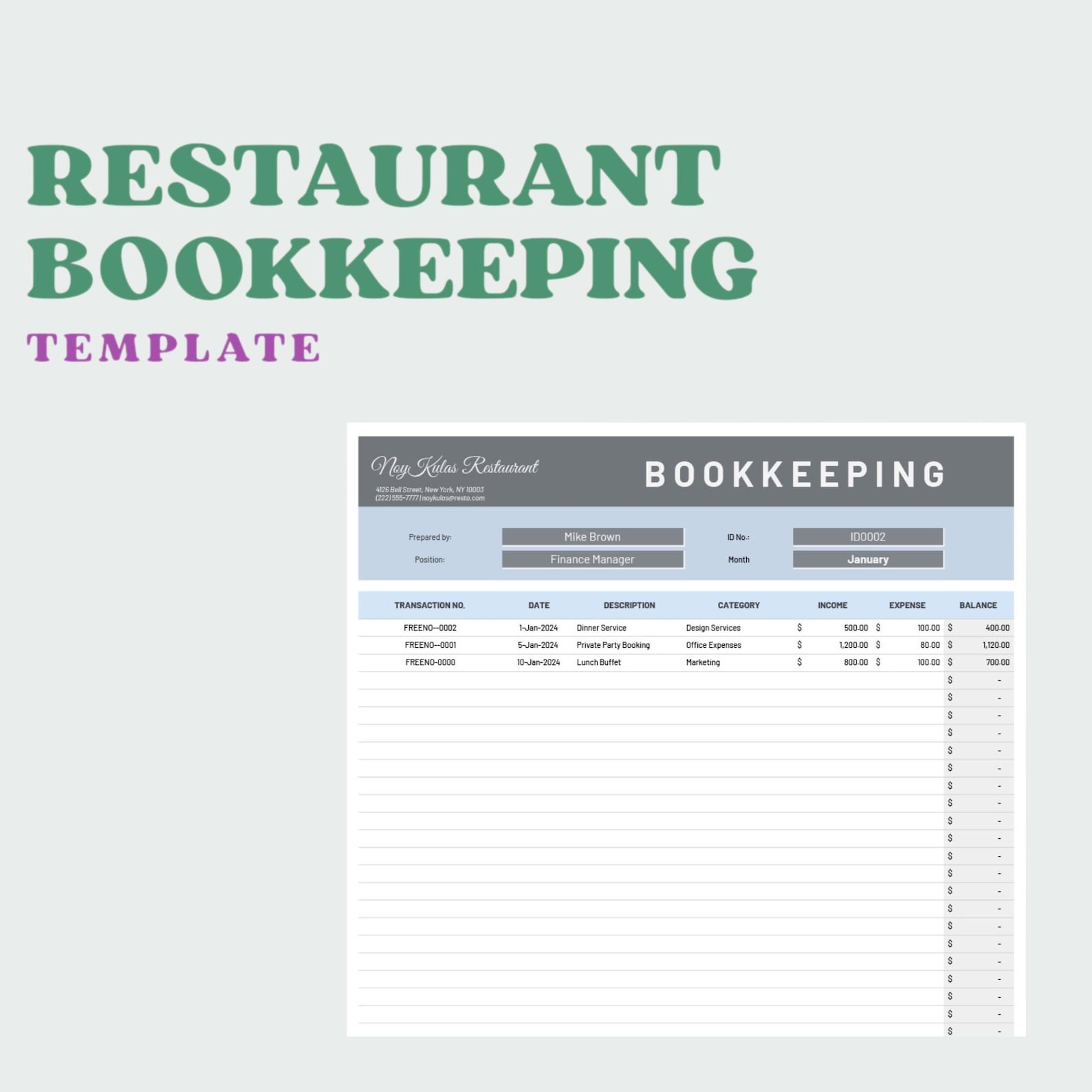 Restaurant Management Excel Bundle | Staff Schedule, Inventory, Sales ...