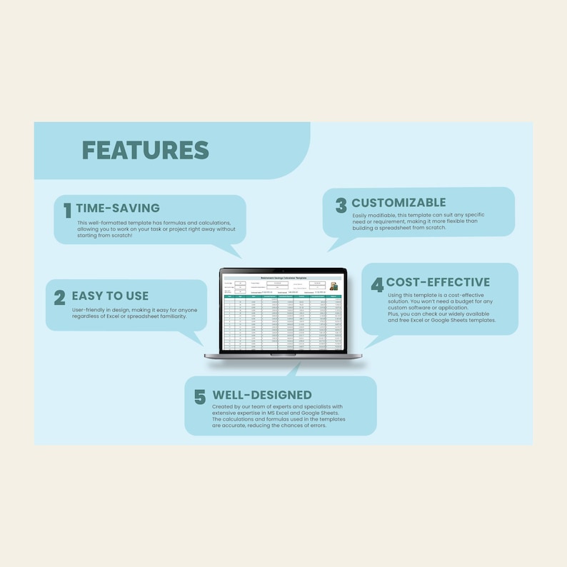 Retirement Savings Calculator Template | Excel & Google Sheets Planner ...