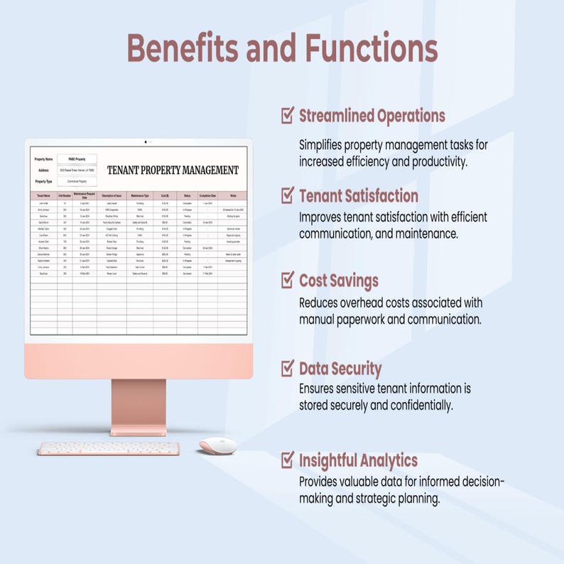Tenant Property Management Template Excel & Google Sheets | Rent ...