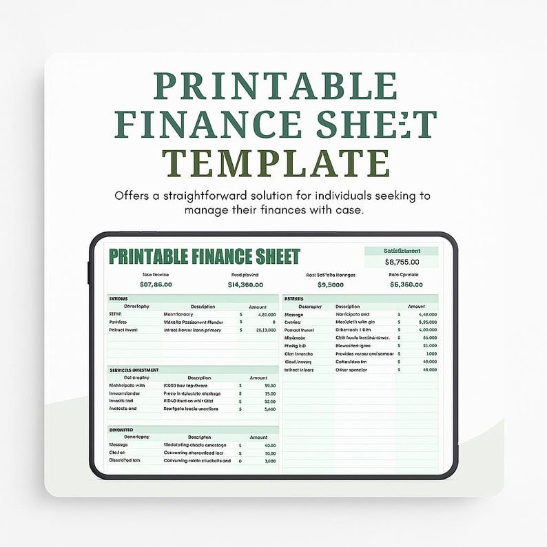 Printable Finance Sheet Template – Excel & Google Sheets Financial ...