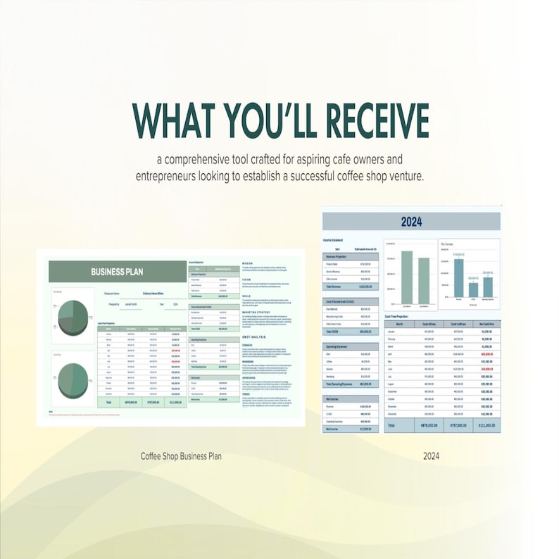 Coffee Shop Business Plan Template Excel & Google Sheets | Café Startup ...