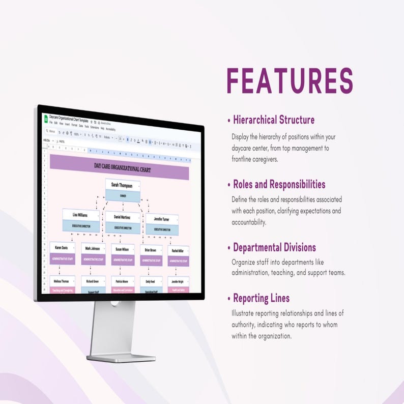 Daycare Organizational Chart Template | Editable Staff Structure ...