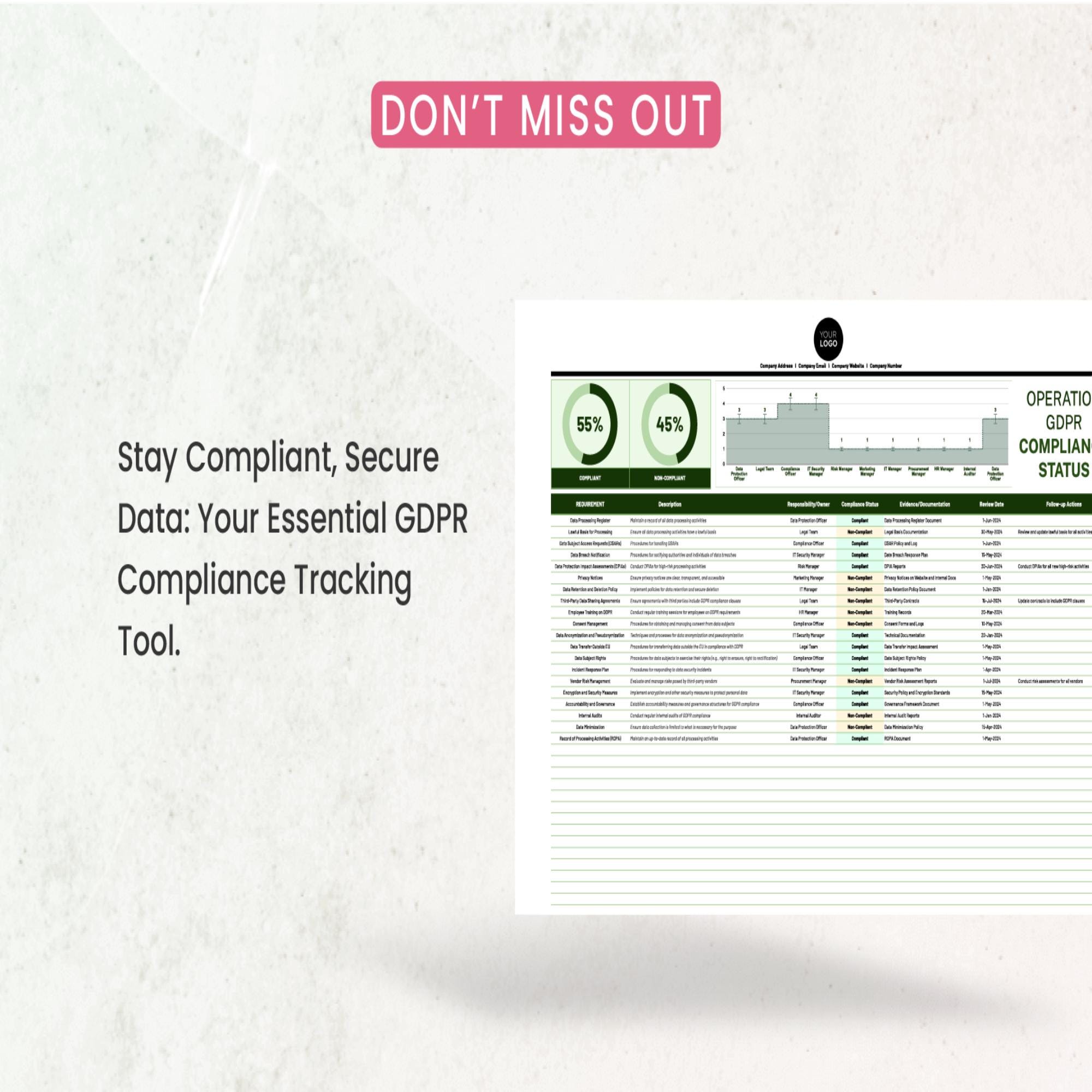 Operations GDPR Compliance Status Template • Excel & Google Sheets ...