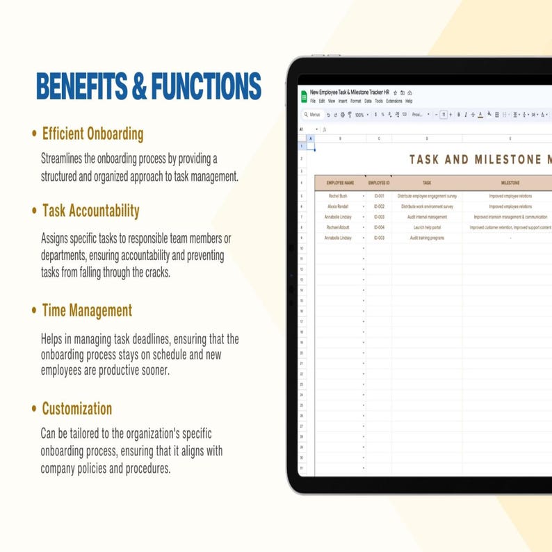 New Employee Task & Milestone Tracker Template | Onboarding Checklist ...