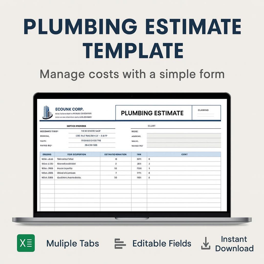 Plumbing Estimate Template Excel Google Sheets • Plumbing Repair Quote ...