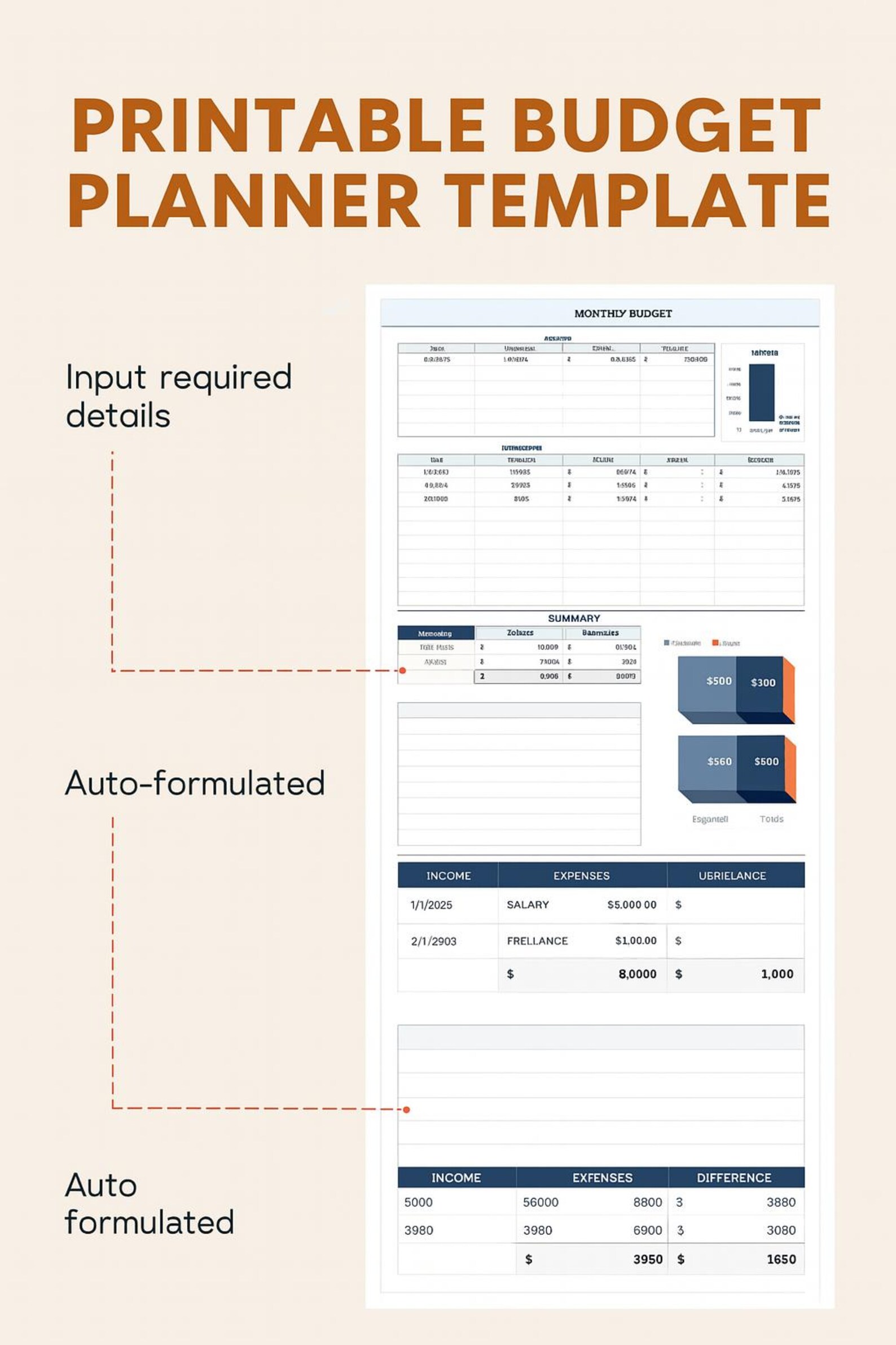 Printable Budget Planner Template | Monthly Income & Expense Tracker ...