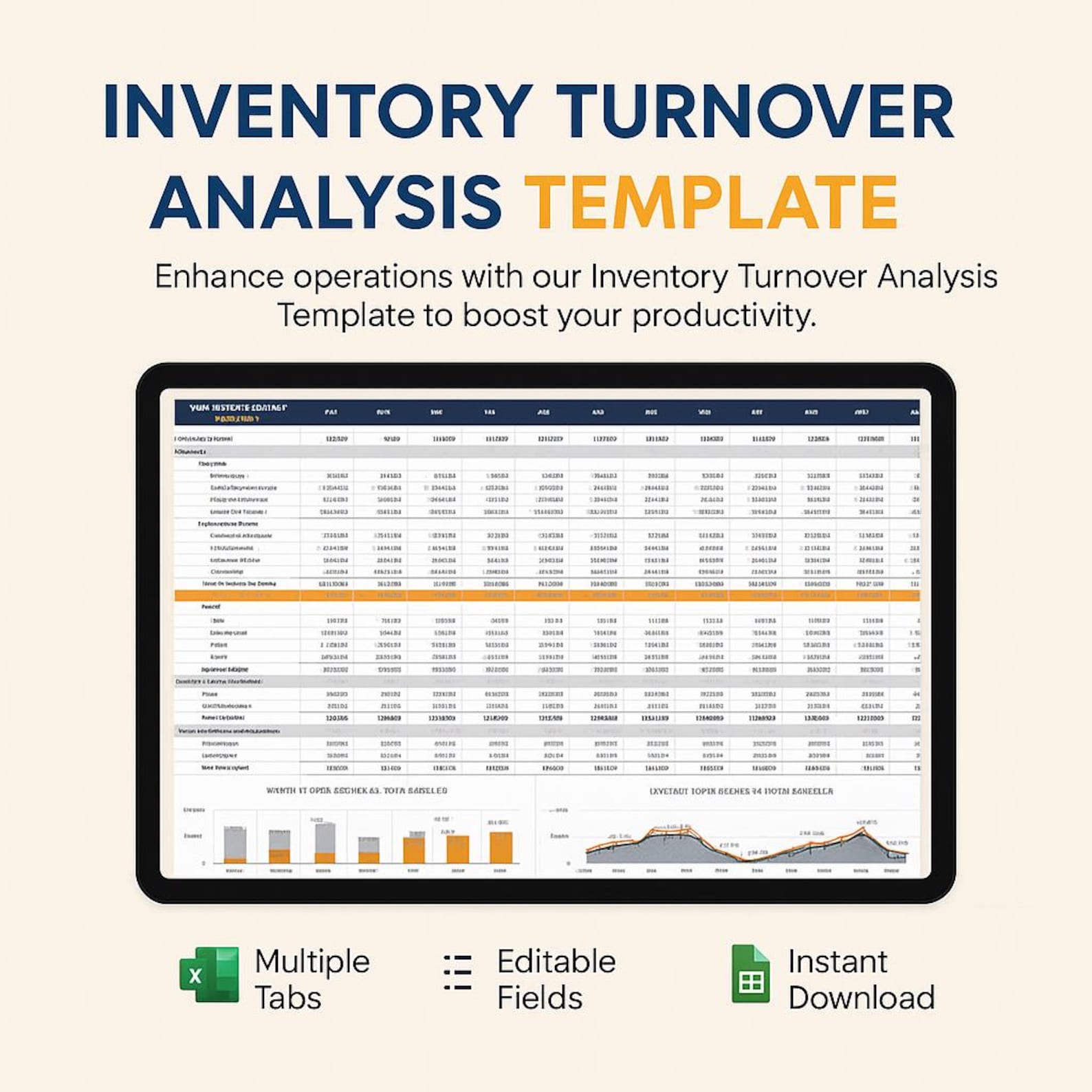 Inventory Turnover Analysis Template Excel & Google Sheets | Product ...