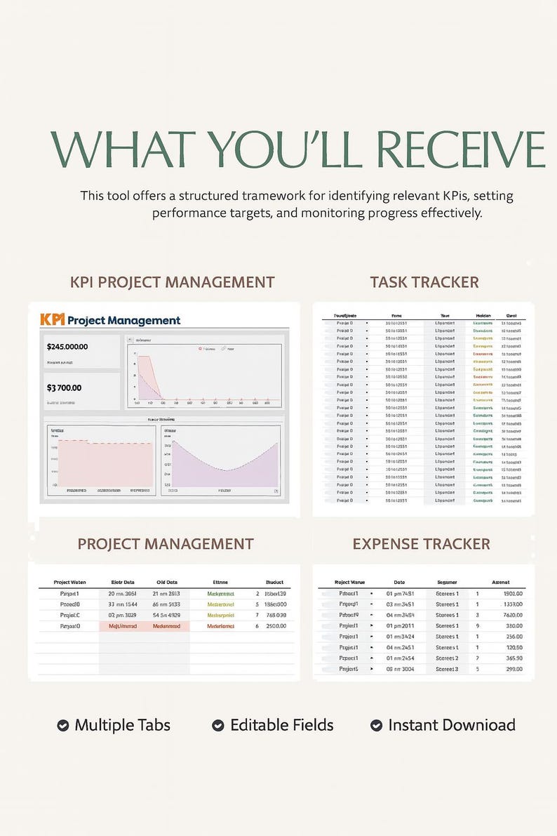 KPI Project Management Dashboard Excel & Google Sheets | Task Tracker ...