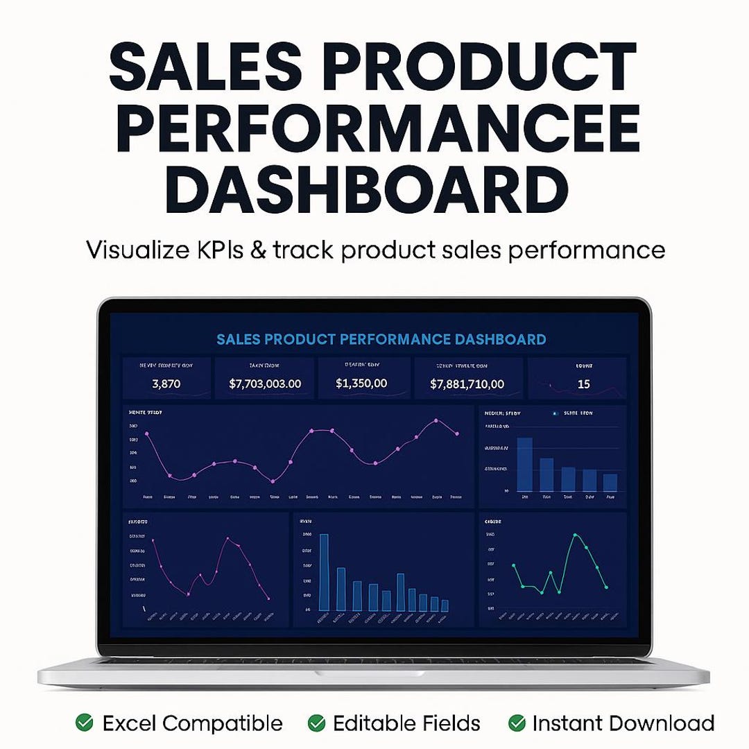 Sales Product Performance Dashboard Excel & Google Sheets | Product ...