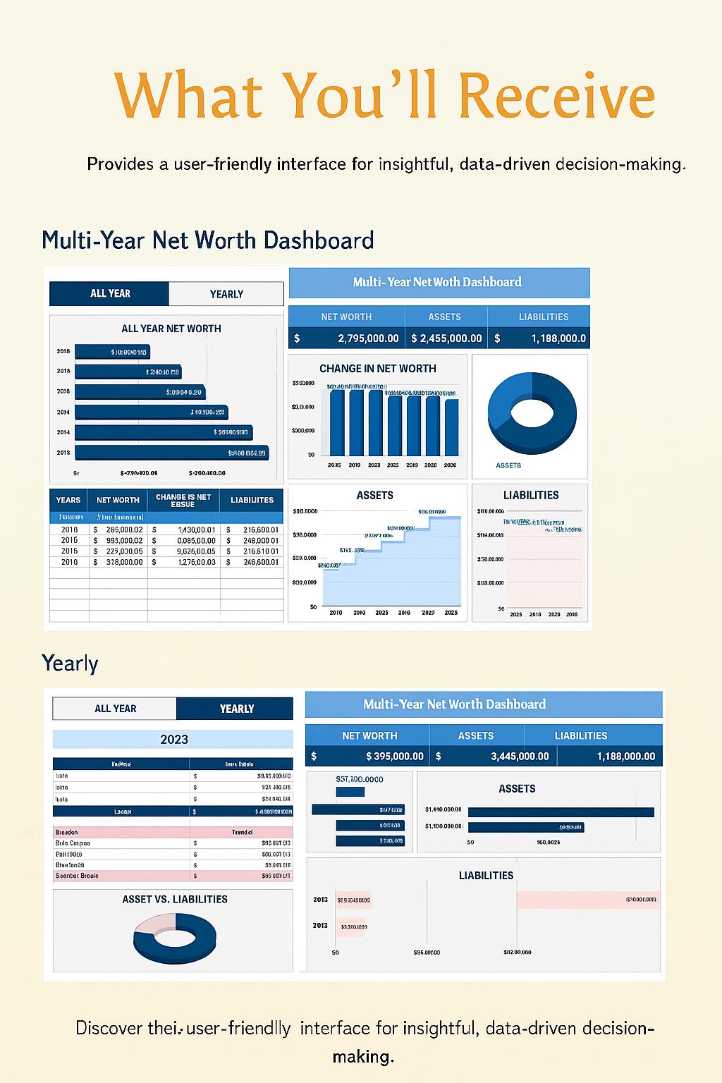 Net Worth Tracker Dashboard Template | Excel & Google Sheets Wealth ...