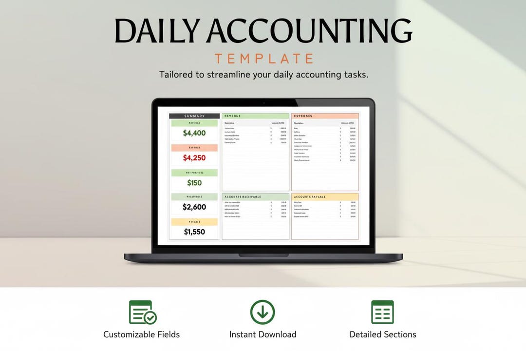 Daily Accounting Template Excel & Google Sheets | Income and Expense ...