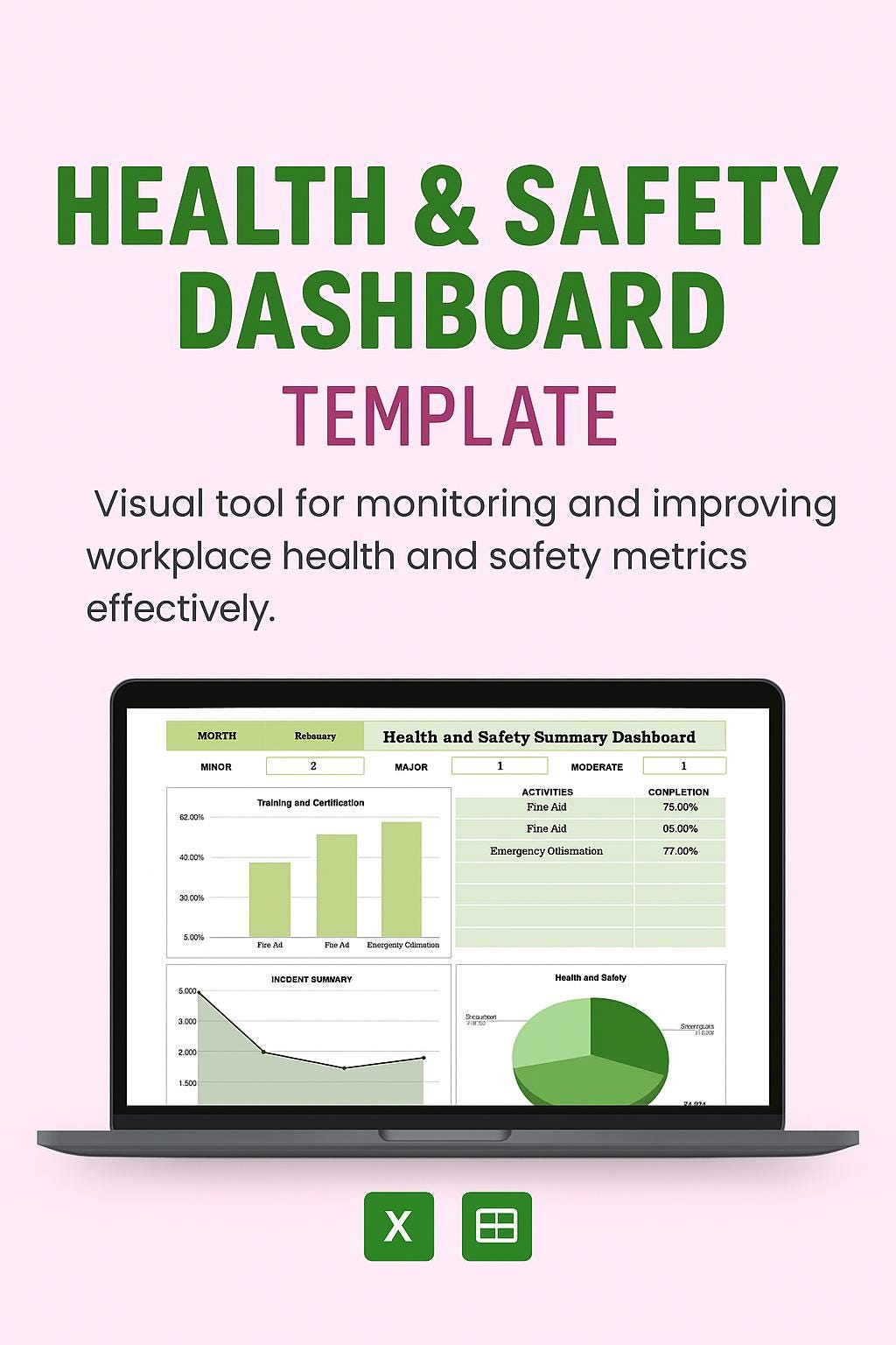 Health and Safety Dashboard Template Excel & Google Sheets | Workplace ...