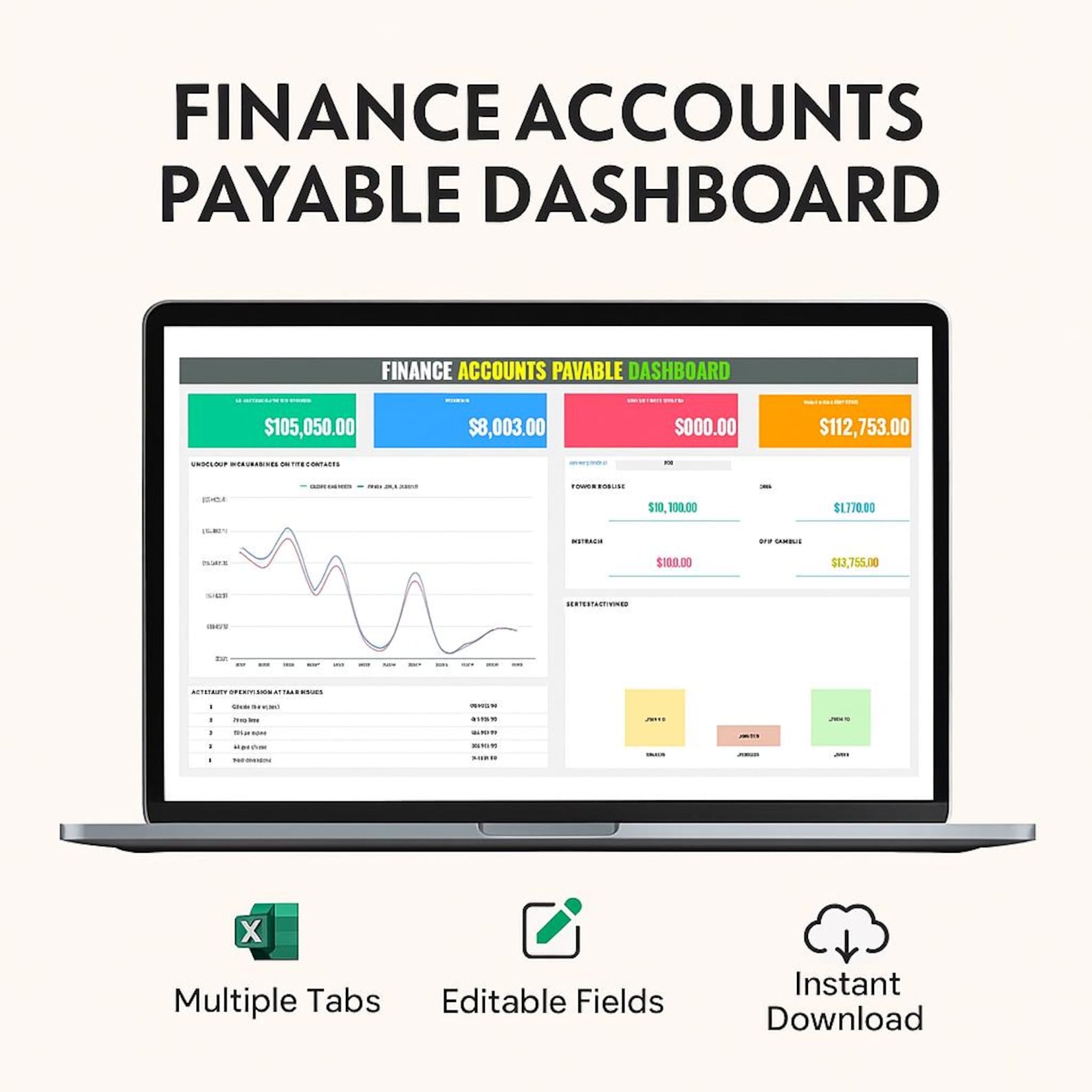 Finance Accounts Payable Dashboard Template – Excel & Google Sheets AP ...