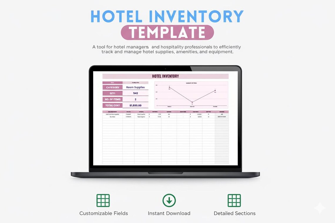 Hotel Inventory Template Excel & Google Sheets | Room Supplies, Linen ...