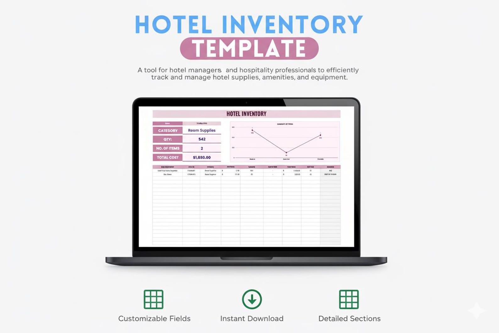 Hotel Inventory Template Excel & Google Sheets | Room Supplies, Linen ...