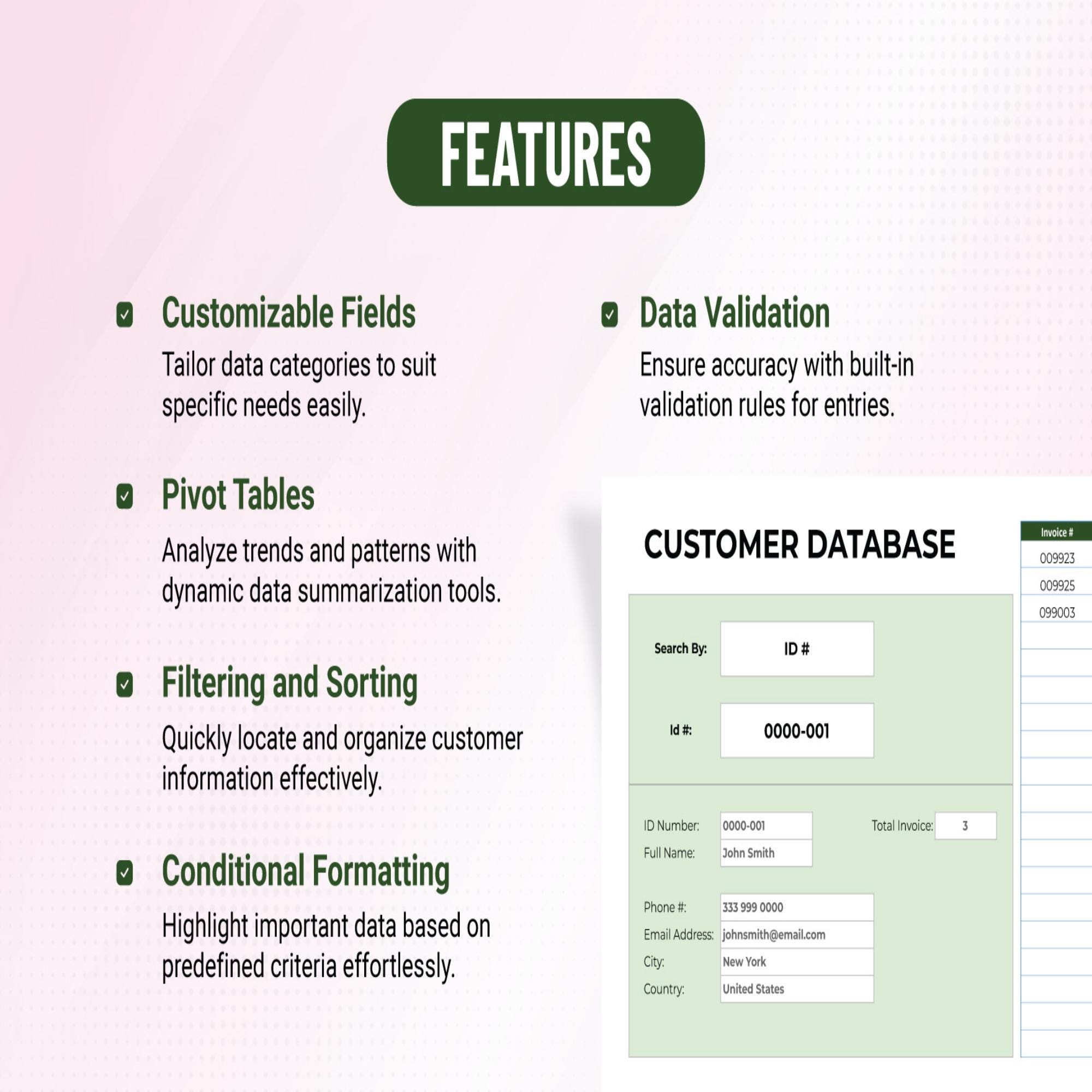 Customer Database Excel Template – CRM Spreadsheet, Contact List ...